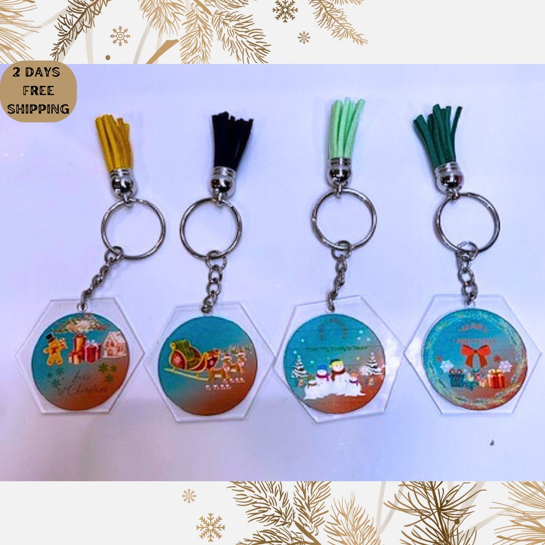 Cute Holiday-themed Keychains for Bags and Keys Snowflake and - Etsy