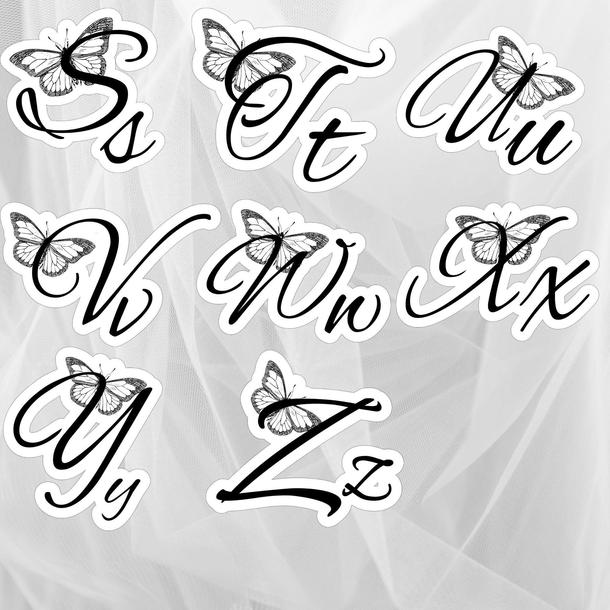 Decorative Butterfly Lettering Set Butterfly Alphabet Artwork for ...