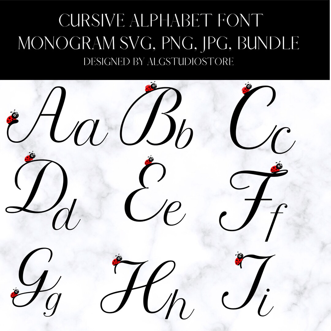 Script Cursive Letter Font Svg Monogram for Educational - Etsy