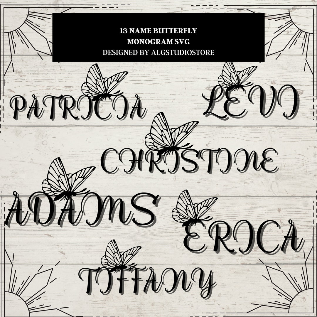 DIY Name Monogram Design Printable Butterfly Name Design Cricut ...