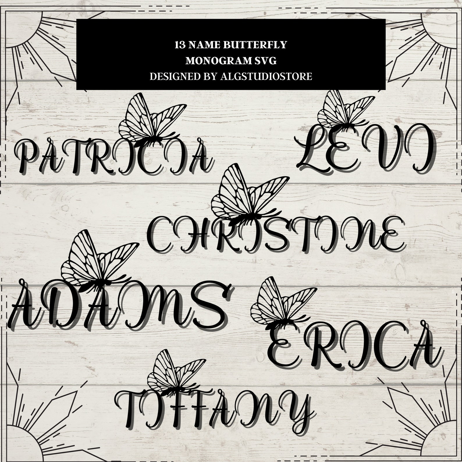 DIY Name Monogram Design Printable Butterfly Name Design Cricut ...