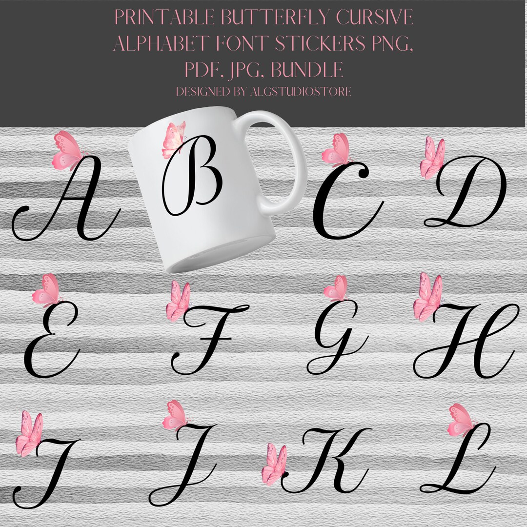 Printable Font Script Stickers for Personalized Birthday Wedding ...