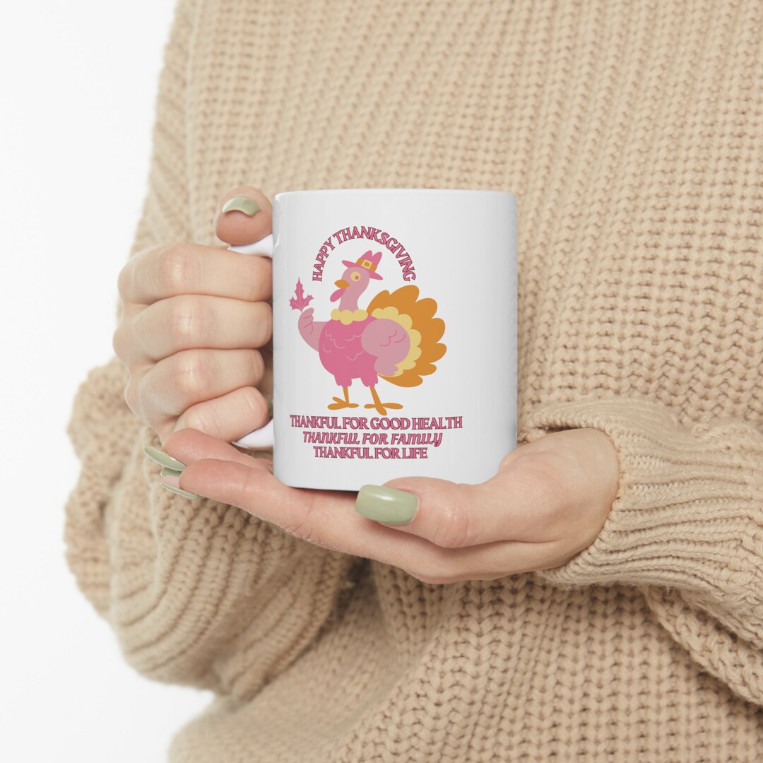 Personalized Pink Turkey Thanksgiving Ceramic Mug With Custom Design ...