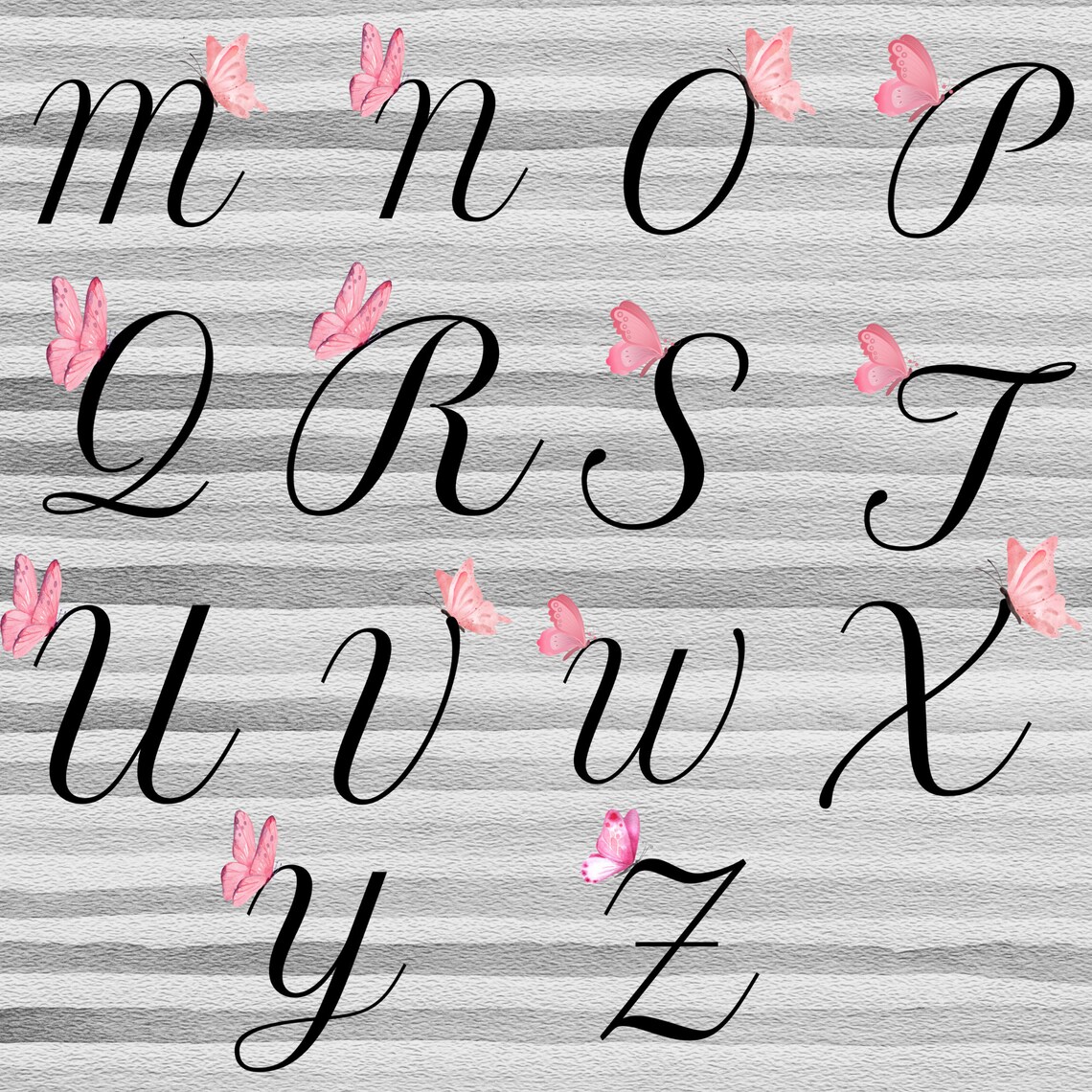 Printable Butterfly Cursive Alphabet Stickers Png Pdf Jpg - Etsy