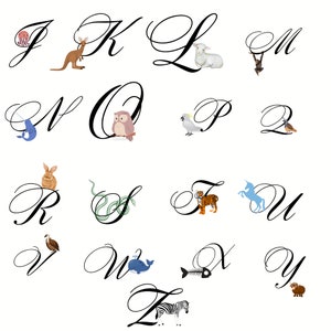 Animal Script Cursive Education Alphabet SVG - Etsy