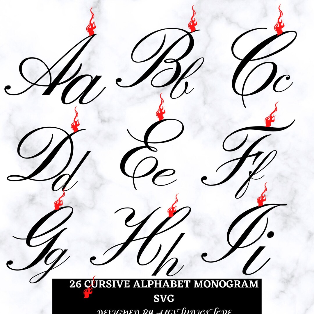 Modern Script Font Svg Monogram for Teaching Personalized - Etsy