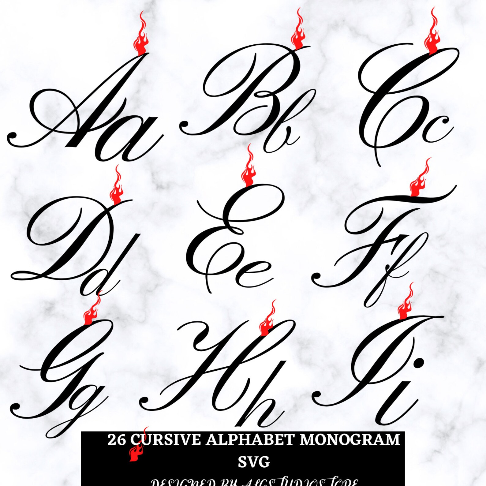 Modern Script Font Svg Monogram for Teaching Personalized - Etsy