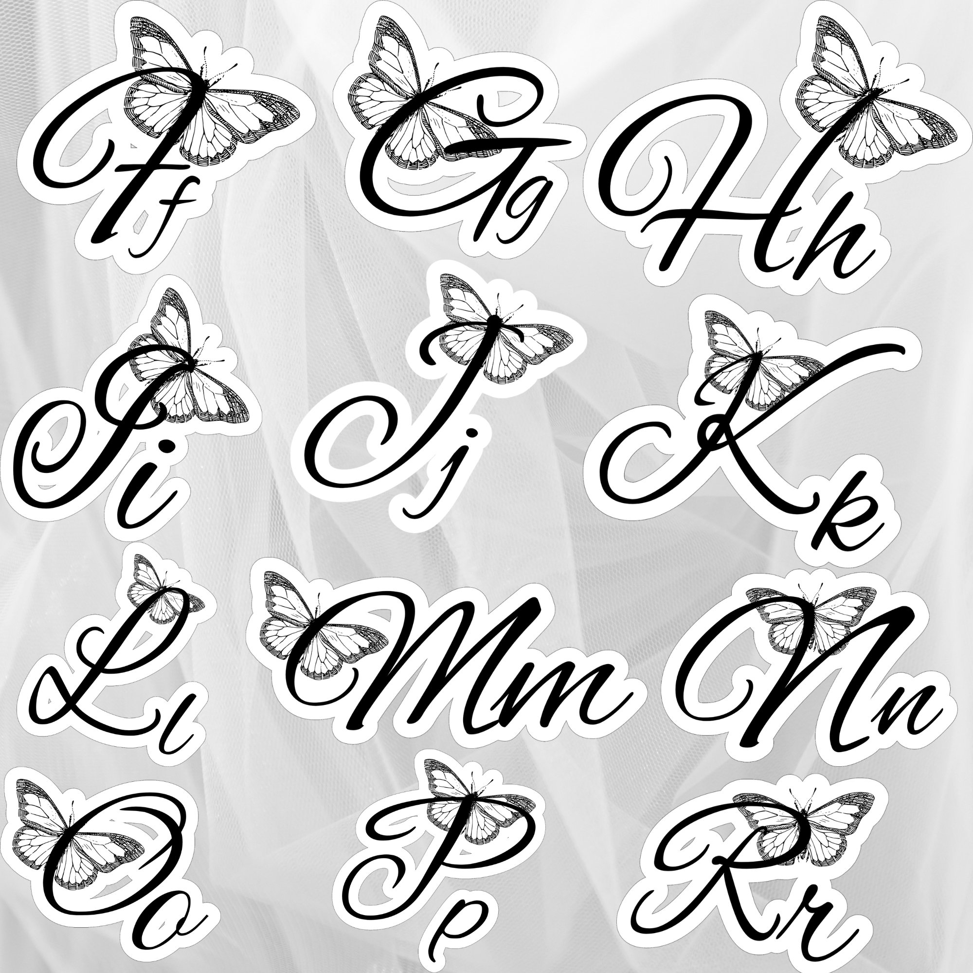 Decorative Butterfly Lettering Set Butterfly Alphabet Artwork for ...