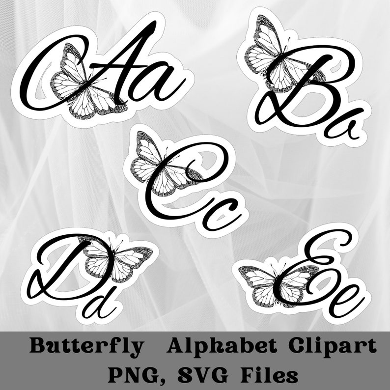 Decorative Butterfly Lettering Set Butterfly Alphabet Artwork for ...