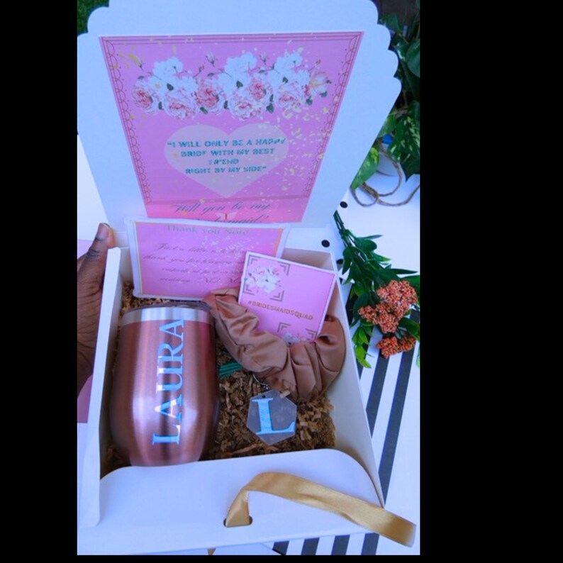 Rustic Bridesmaid Proposal Box With Initials Will You Be My - Etsy