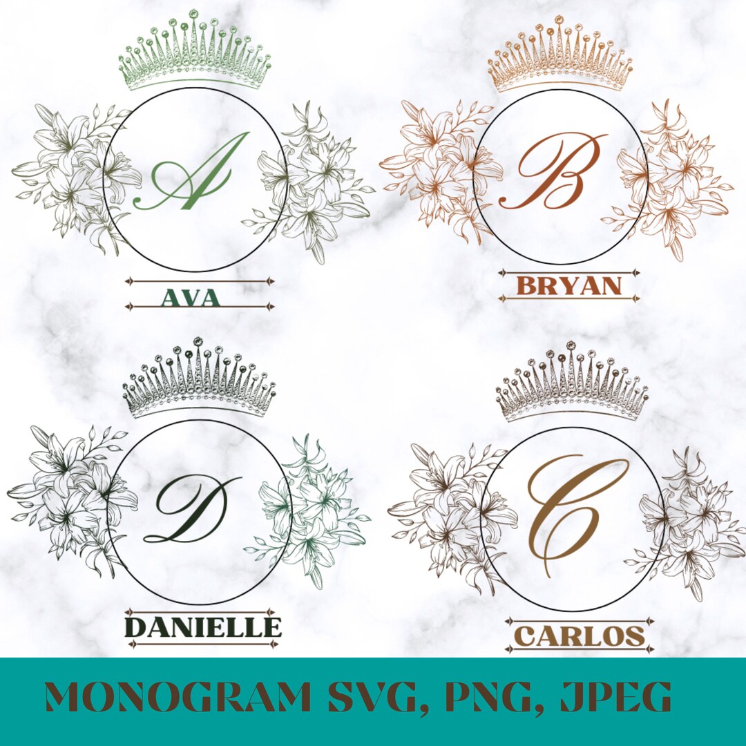Crown Monogram SVG for Cricut Projects Personalized Royal Monogram With ...