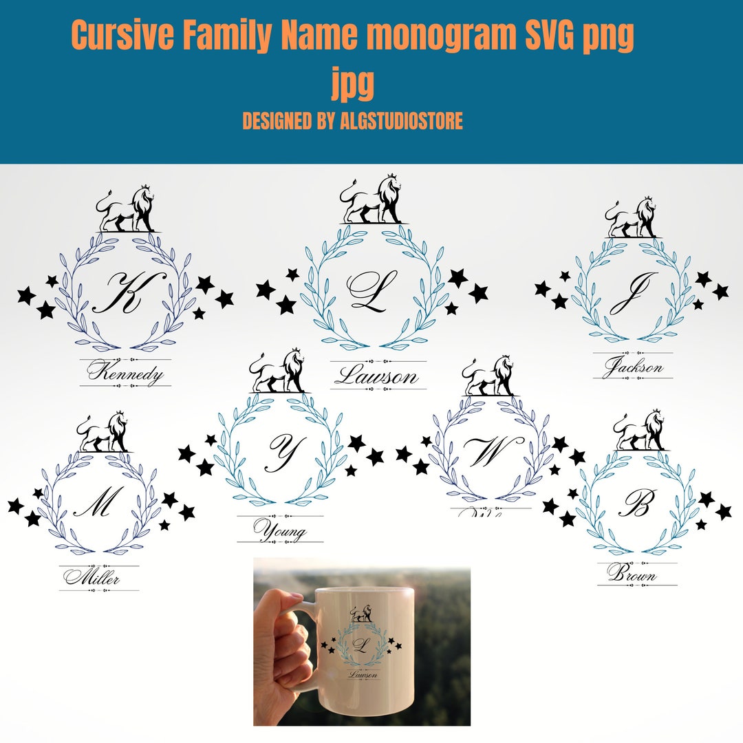 Lion Initials Name SVG Art Design Custom Stars Lion SVG Template Stars ...