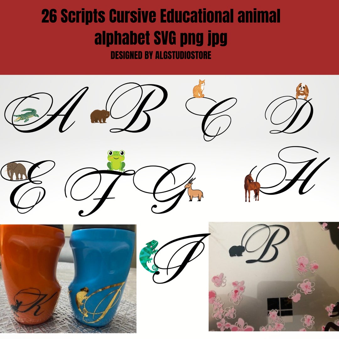 Animal Script Cursive Education Alphabet SVG - Etsy