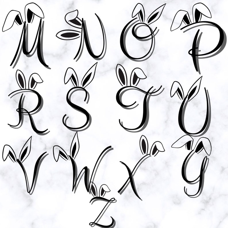 Cricut Bunny Monogram Script Font Vector Graphics for Monogramming ...