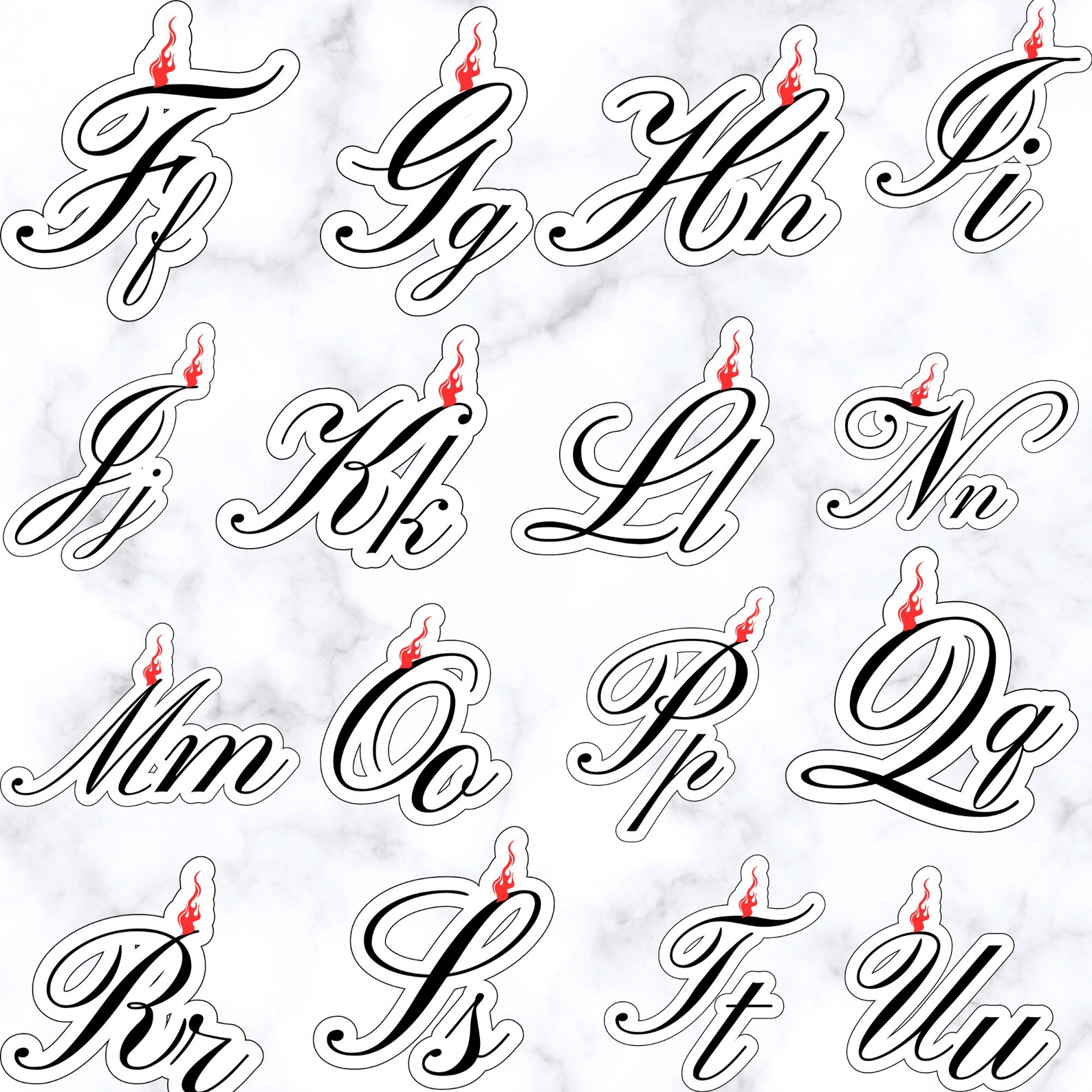 Decorative Script Lettering Digital Files Elegant Script Alphabet ...