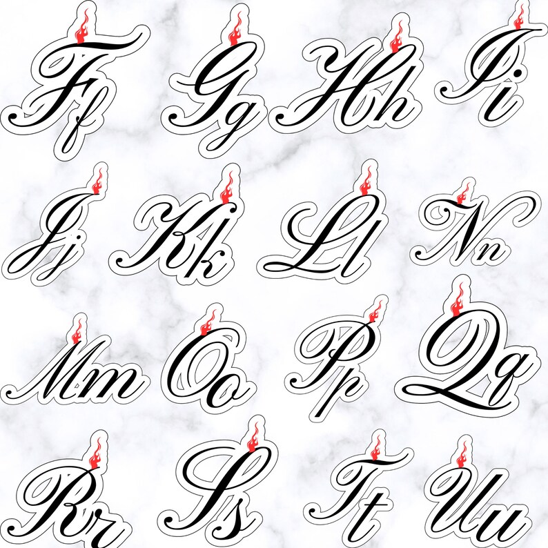 Archivos digitales de letras de script decorativas Diseño de alfabeto ...