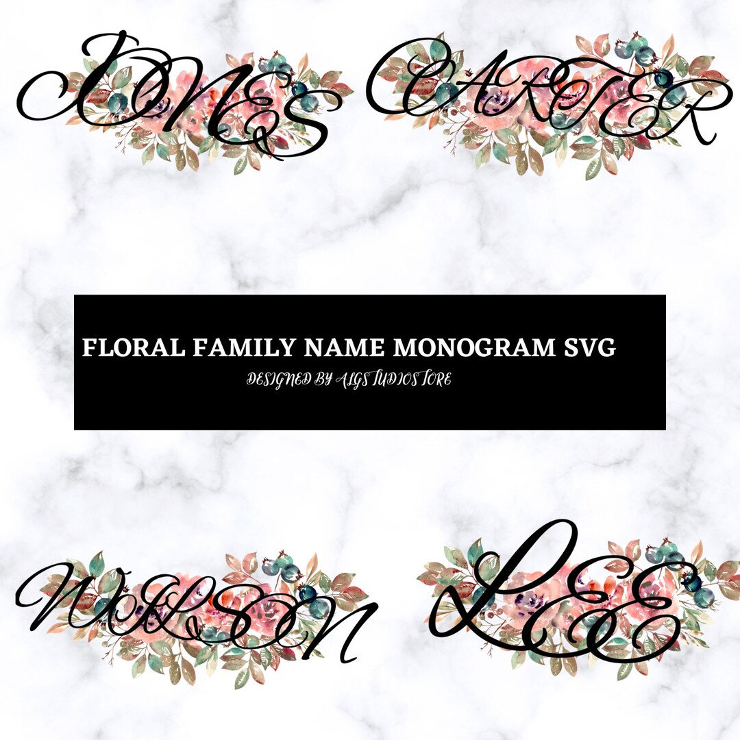 Delicate Flower Monogram for Personalized Family Name Design - Etsy