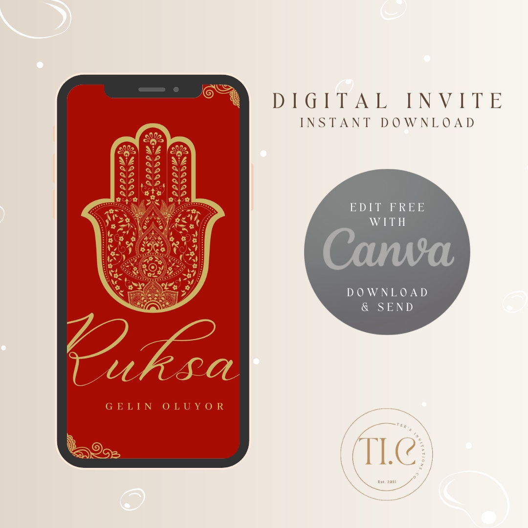 EDITABLE Red Kina Gecesi Davetiyesi Template - Turkish and English ...