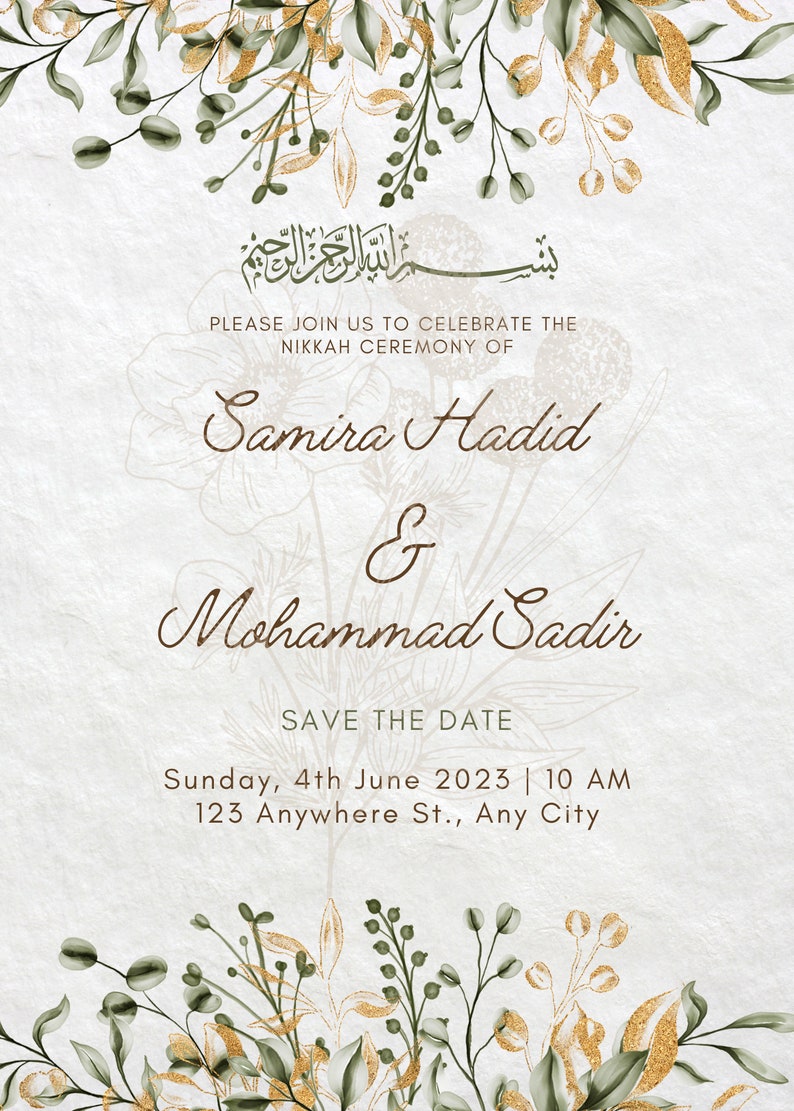 Editable Muslim Wedding Invitation Template Nikkah Mobile & Printable ...
