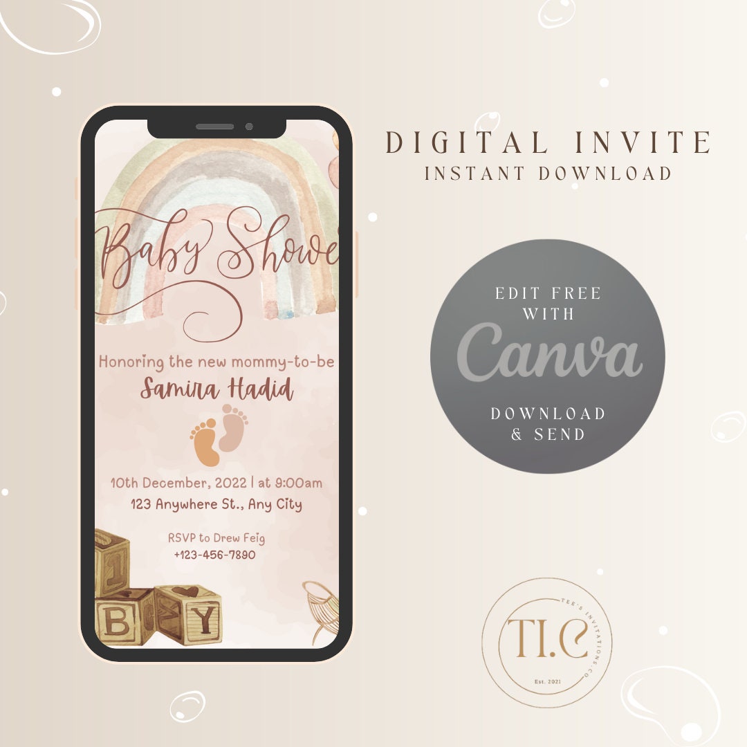 Brown Baby Shower Invitation: Playful Canva Template (digital Download ...