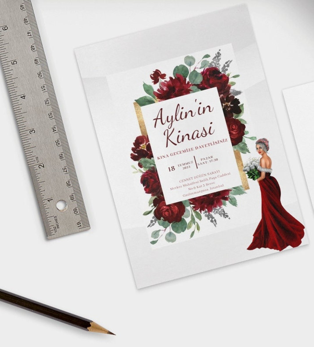 Red Floral Henna Night Invitation: Turkish Design (digital Download) - Etsy
