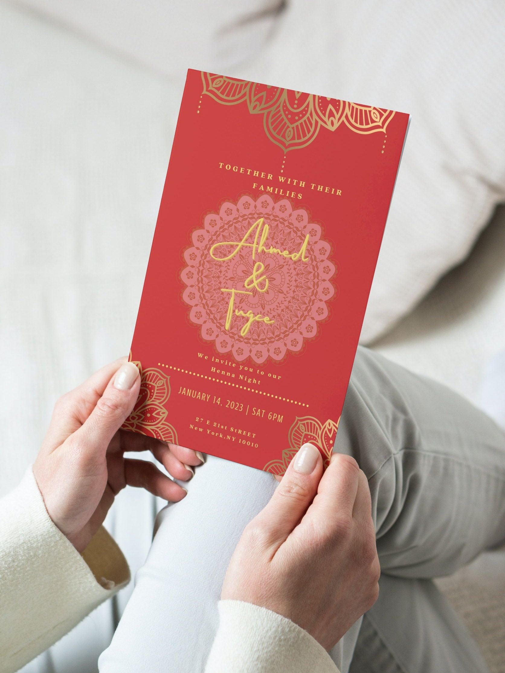 ELEGANT Editable Henna Night Invitation Template - Etsy