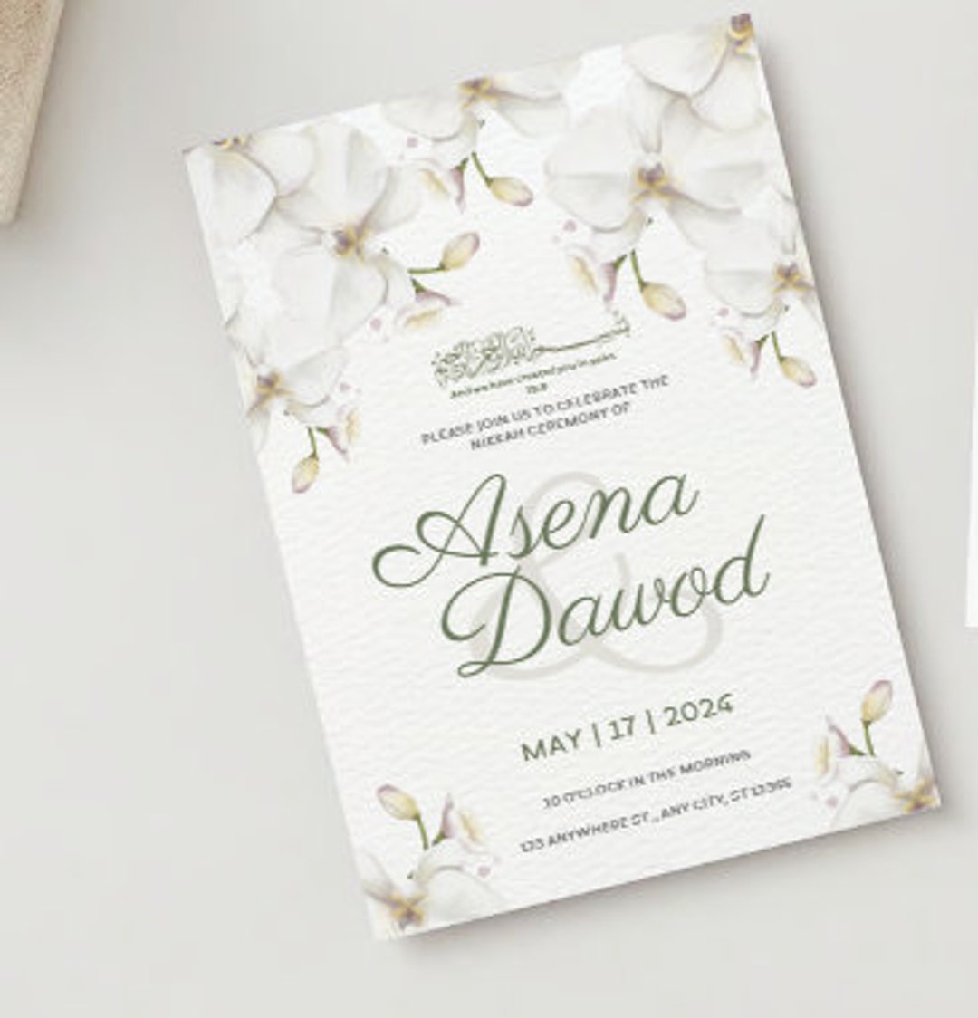 Editable Digital Download Islamic Asena & Dawood White Floral ...