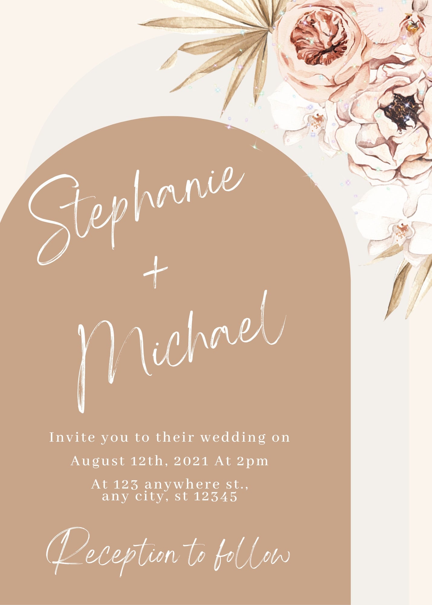 EDITABLE Floral Arch Wedding Invitation Template - Etsy