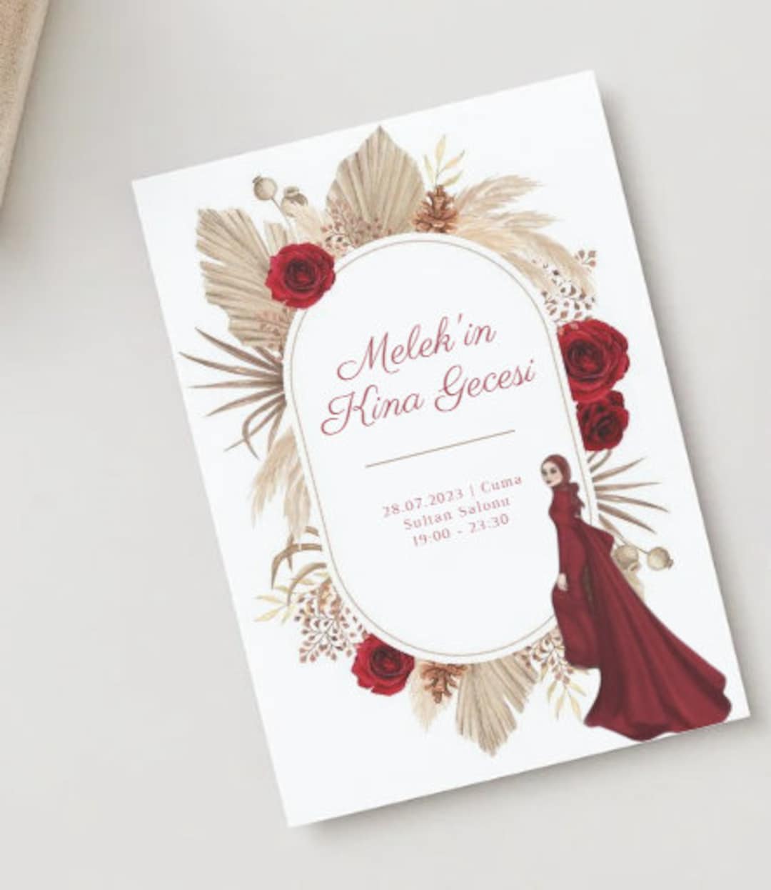 Floral Henna Night Invitation: Turkish Kina Gecesi, Editable (digital ...