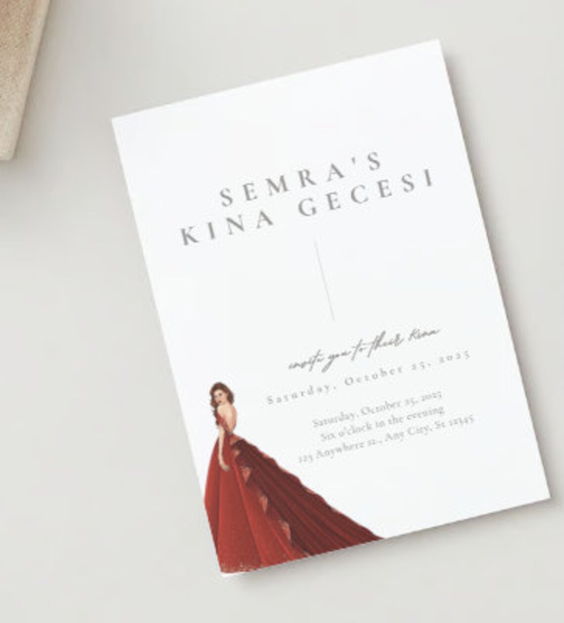 Editable Digital Download Semra's Simple Elegant Kina Gecesi Invitation ...