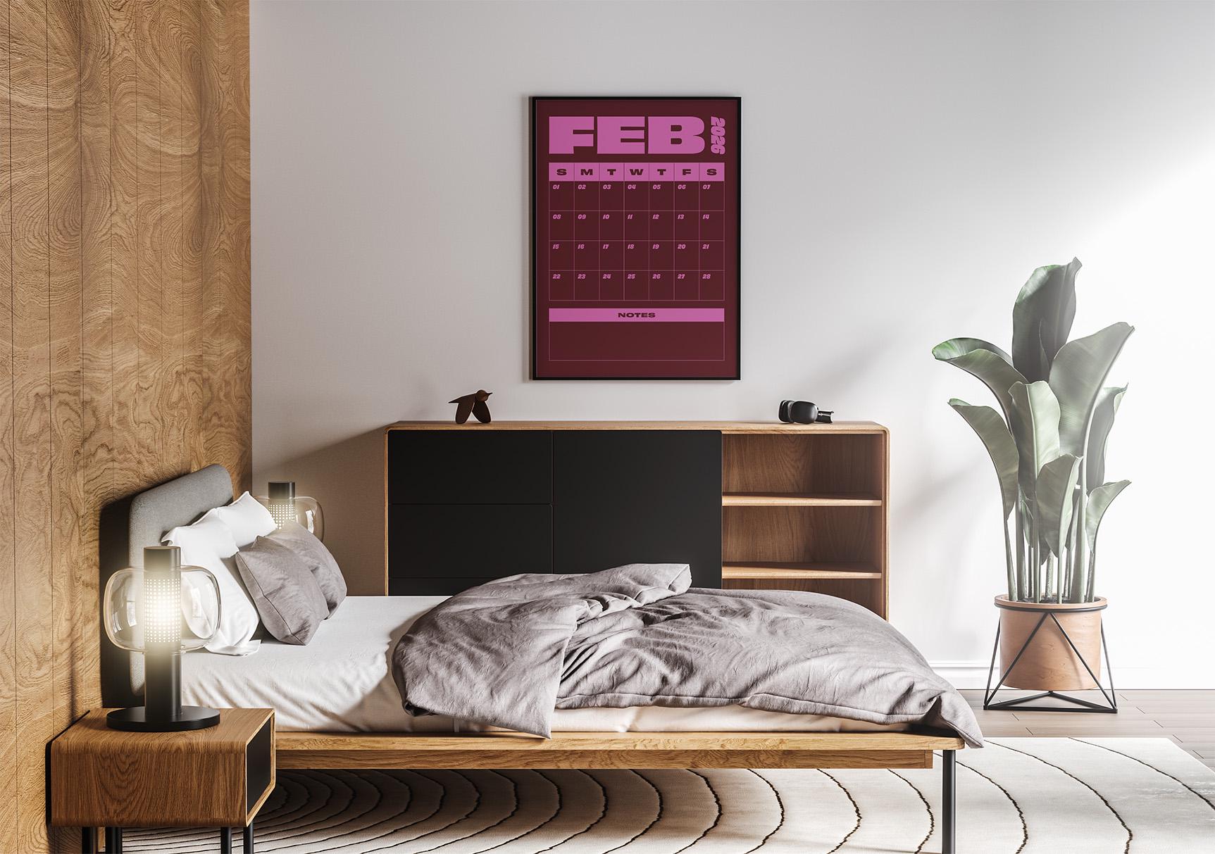 2026 Mid-century Modern Wall Calendar | Printable Monthly Planner (PDF ...