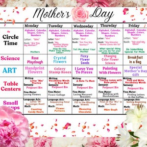 Mother's Day!! Educational Preschool Activities! Full Week Lesson Plan ...