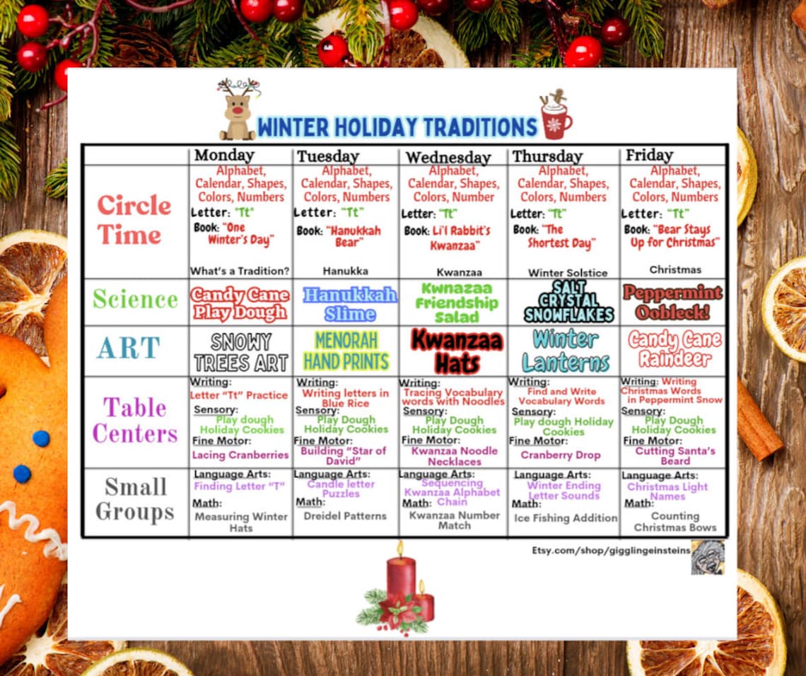 Winter Holiday Traditions! A Full Week of Educational Activities ...