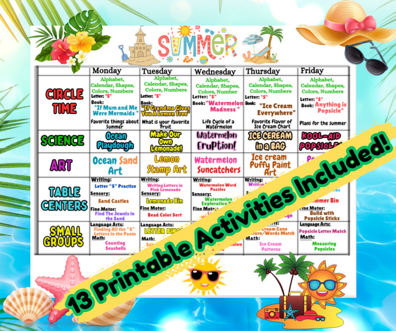 Summer Lesson Plan Preschool Activities Teacher and Homeschool Unit - Etsy