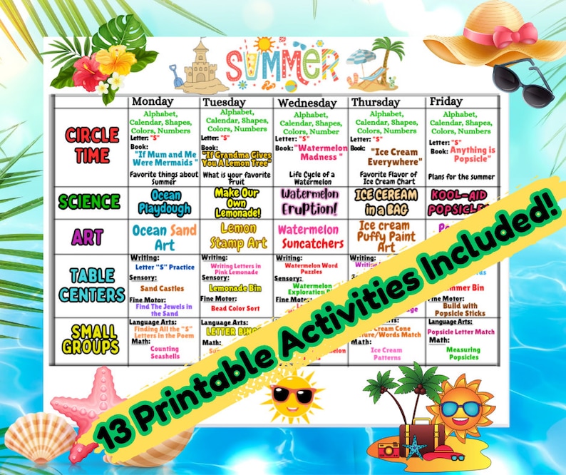 Summer Lesson Plan Preschool Activities Teacher and Homeschool Unit - Etsy