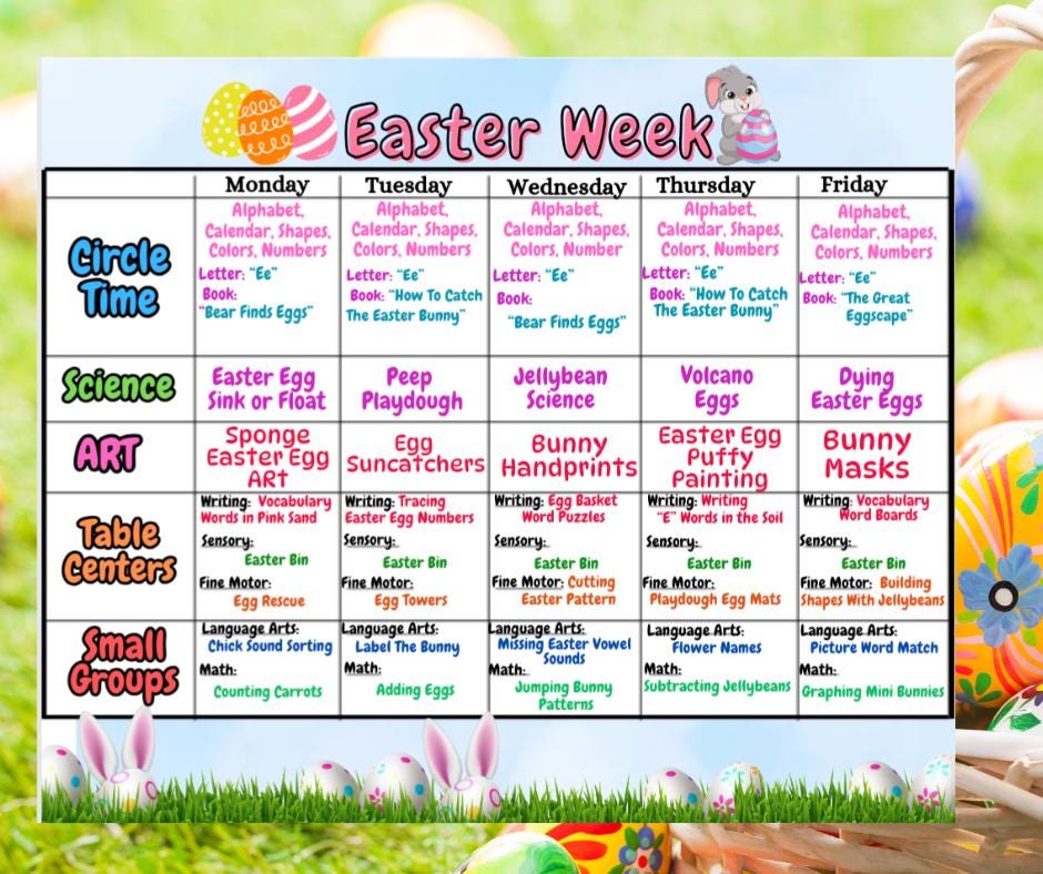 April Lesson Plan Themes for Preschool Activities - Etsy