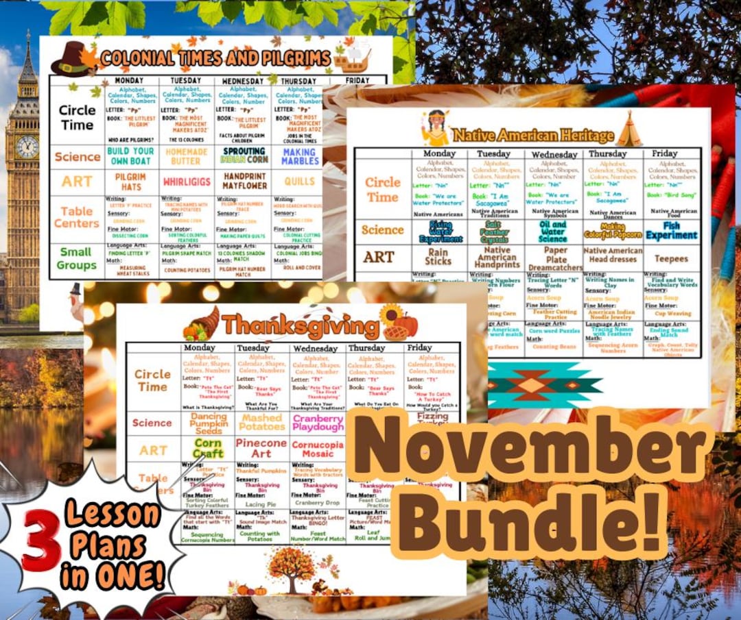 November Preschool Lesson Plans: Thanksgiving & Fall Themes (printable ...