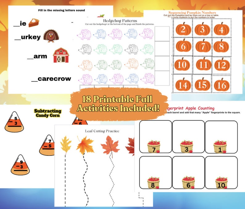 Fall Preschool Lesson Plan: Printable Educational Activities ...