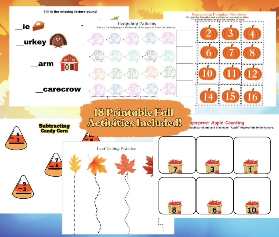 Fall Preschool Lesson Plan: Printable Educational Activities ...