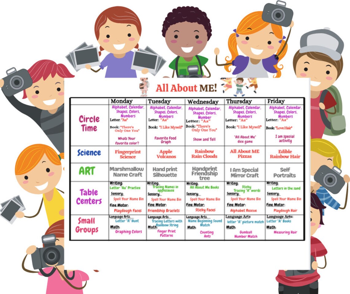 All About Me Preschool Lesson Plan Printable Worksheets Giggling ...