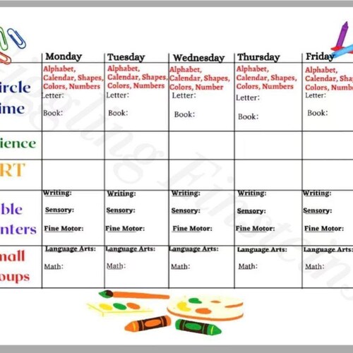 Printable Weekly Lesson Plan Template Preschool/kindergarten - Etsy