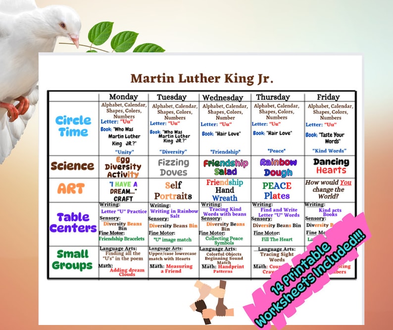 MLK Week! A Full Week Lesson Plan! - Etsy