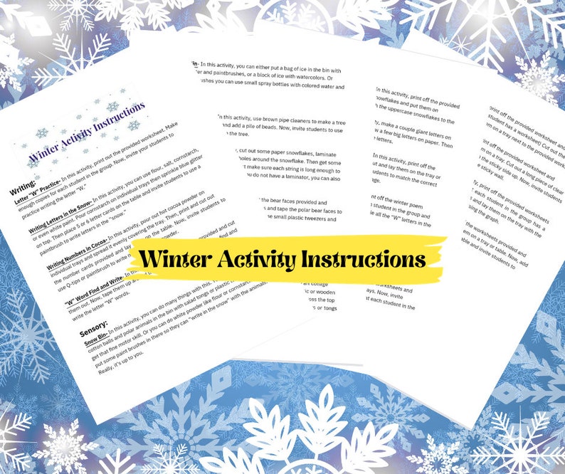 Winter Activities for Preschool/5-day Lesson Plan With Crafts, Literacy ...