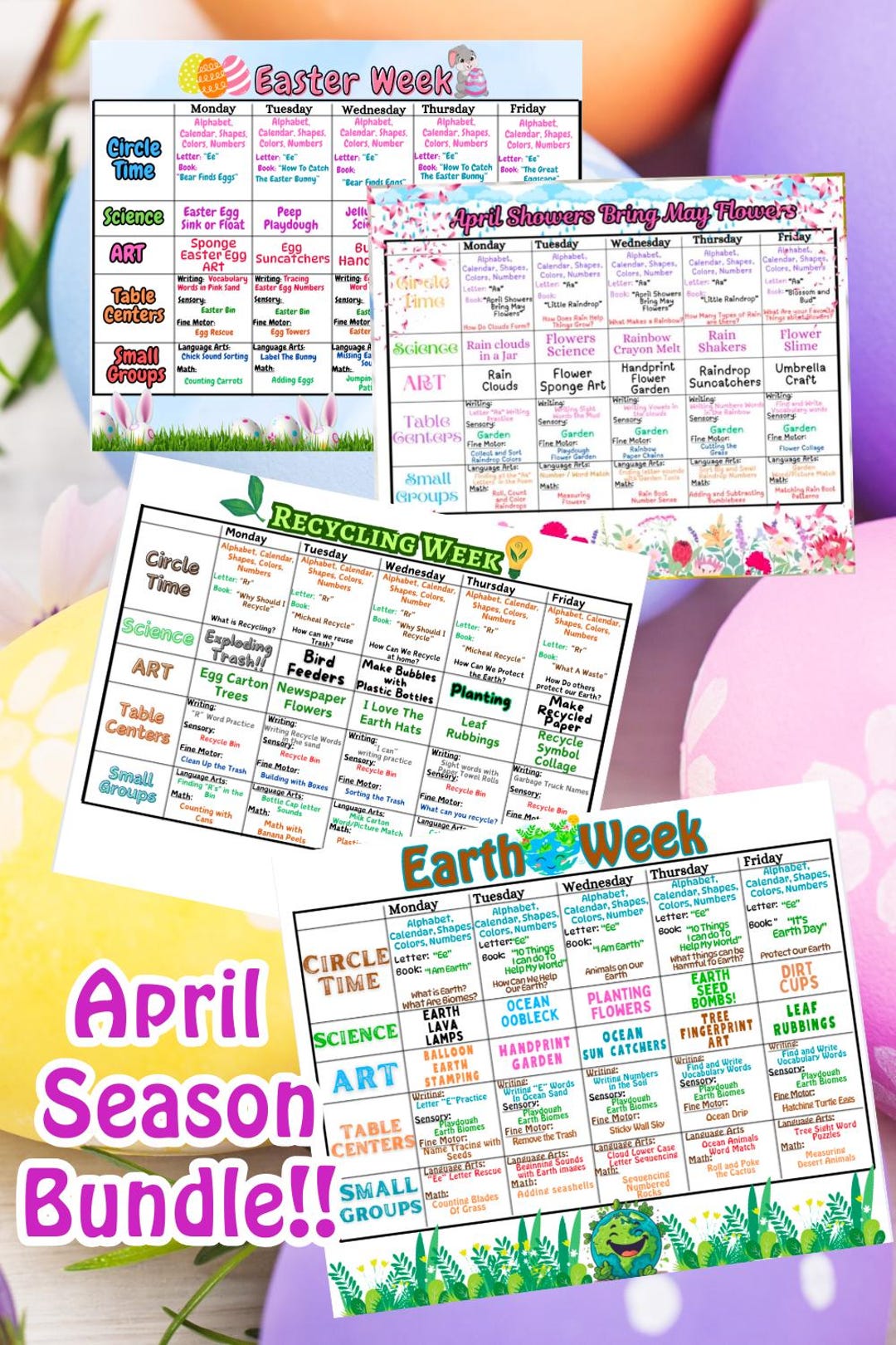April Lesson Plan Themes for Preschool Activities - Etsy