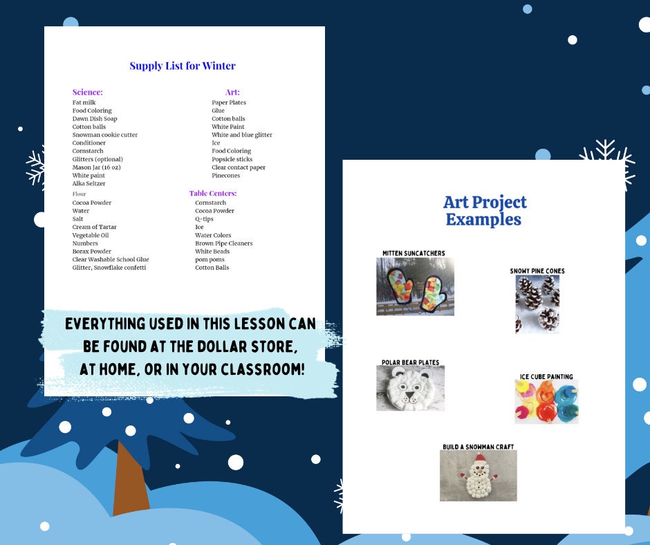 Winter Activities for Preschool/5-day Lesson Plan With Crafts, Literacy ...