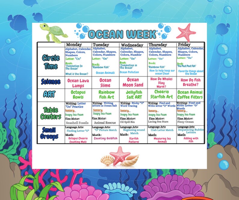 Beach/ocean Educational Activities Prek Weekly Lesson Instant Download ...
