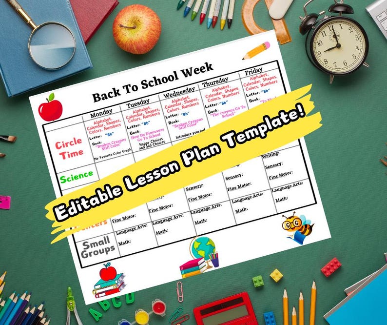 Back to School Editable Lesson Plan Template - Etsy