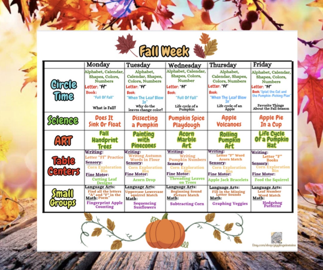 Preschool Lesson Plan Fall Themed Activities Printable Worksheets ...