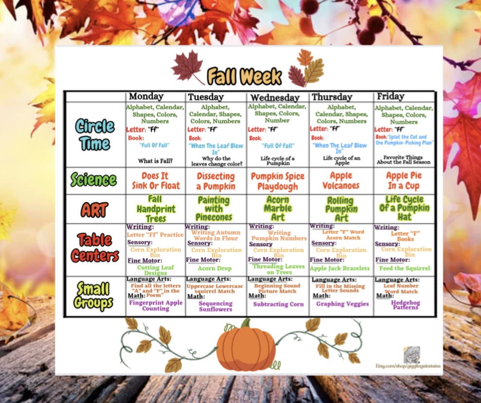 Fall Season!! Printable Lesson Plan, Educational Activities, Autumn ...