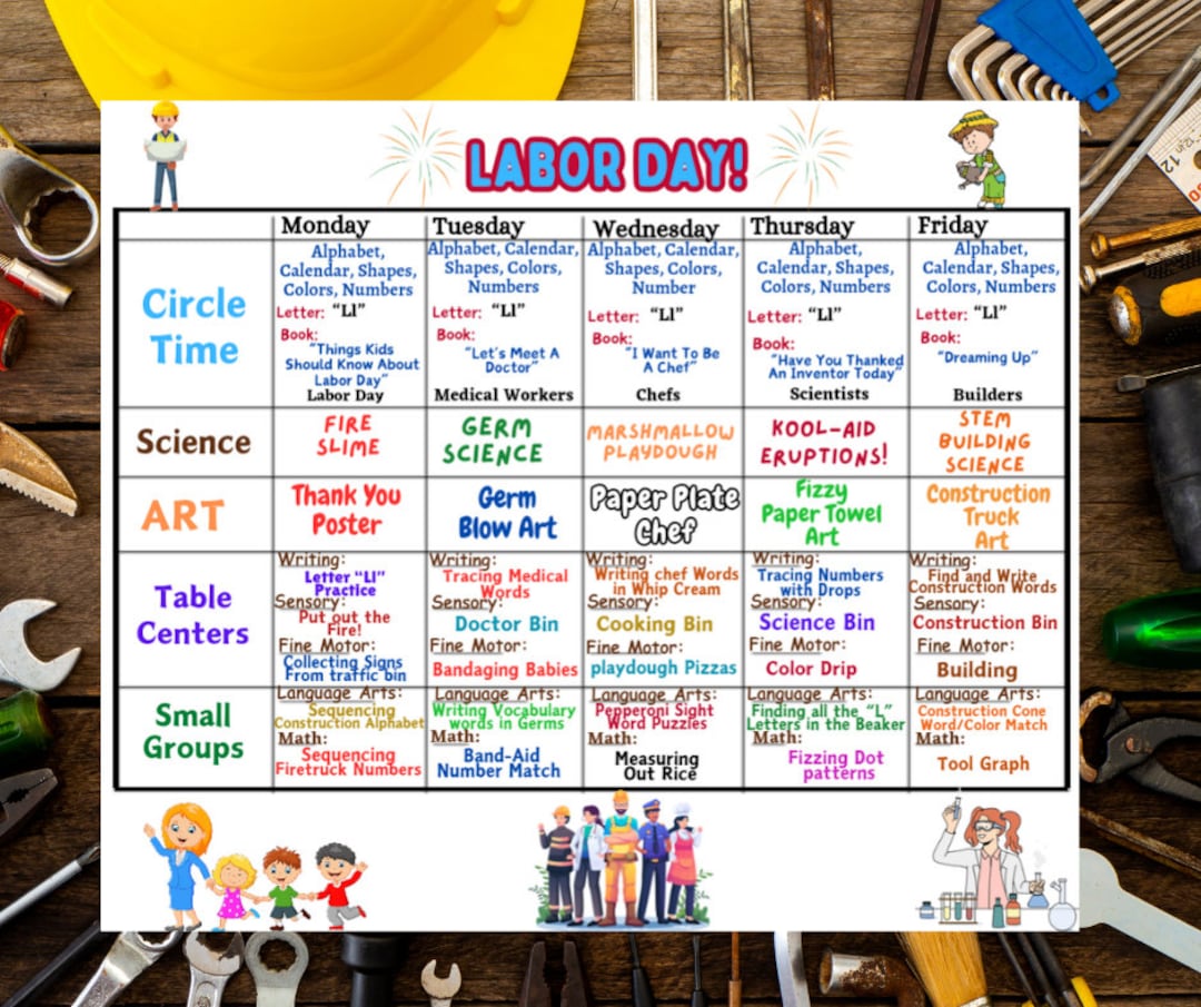Labor Day! Preschool Lesson Plan - Etsy
